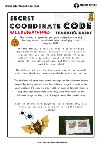 Coordinates Secret Code - Halloween Themed Outdoor Math | Teaching ...