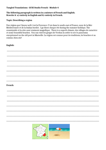 HIGHER GCSE Studio French Mod 4 Tangled Translations | Teaching Resources
