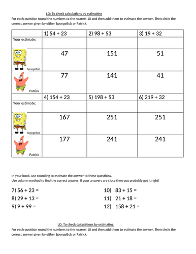 Use rounding to estimate answers to calculations | Teaching Resources