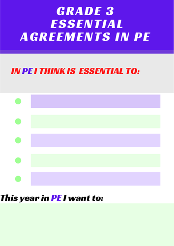 Essential Agreements in Physical Education | Teaching Resources