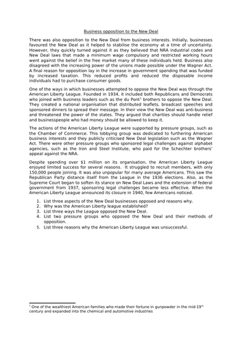 USA 1918-41 - 5.1 Opposition to the New Deal | Teaching Resources