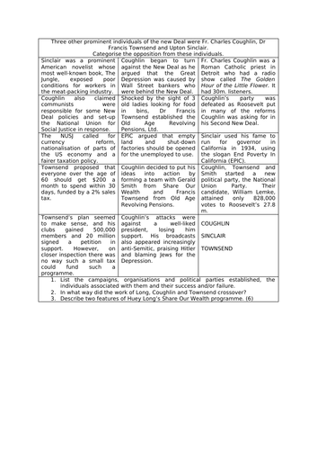 USA 1918-41 - 5.2 Radical criticism of the New Deal | Teaching Resources