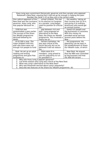 USA 1918-41 - 5.2 Radical criticism of the New Deal | Teaching Resources