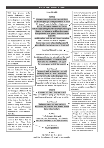 Romeo and Juliet Act 5 Scene 1 Annotated | Teaching Resources