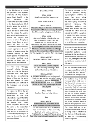Romeo and Juliet Act 5 Scene 2 Annotated | Teaching Resources