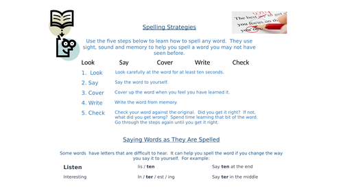 Spelling Strategies Placemat | Teaching Resources