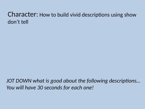 Character: How to build vivid descriptions | Teaching Resources