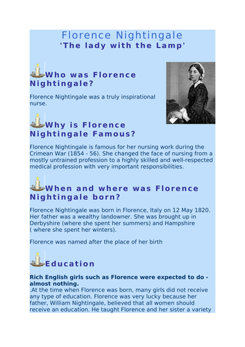 Florence Nightingale Informal Letter Writing | Teaching Resources
