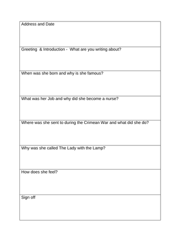 Florence Nightingale Informal Letter Writing | Teaching Resources