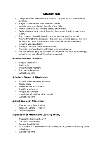 AQA A - Level Psychology Attachment Year 12 (AS) | Teaching Resources