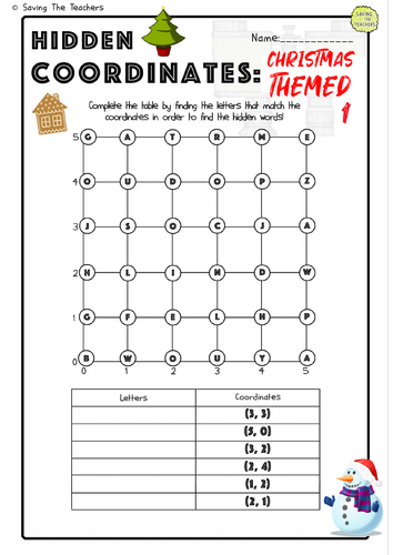 Coordinates Hidden Words - Christmas Themed Worksheets | Teaching Resources