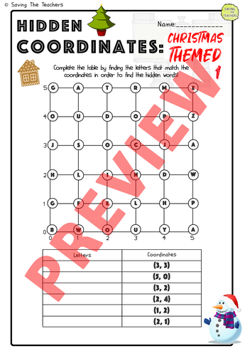 Coordinates Hidden Words - Christmas Themed Worksheets | Teaching Resources