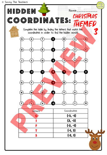 Coordinates Hidden Words - Christmas Themed Worksheets | Teaching Resources