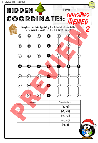 Coordinates Hidden Words - Christmas Themed Worksheets | Teaching Resources
