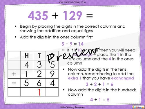 Column Addition 2 - Year 3 | Teaching Resources