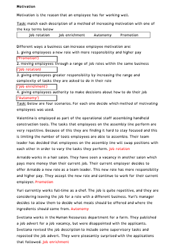 Edexcel GCSE (9-1) Business 2.5 Making human resource decisions ...