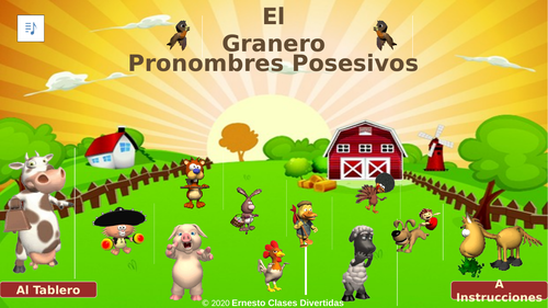 Possessive Pronouns Barnyard Interactive Spanish Powerpoint Game ...