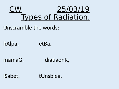 Alpha Beta and Gamma Radiation | Teaching Resources