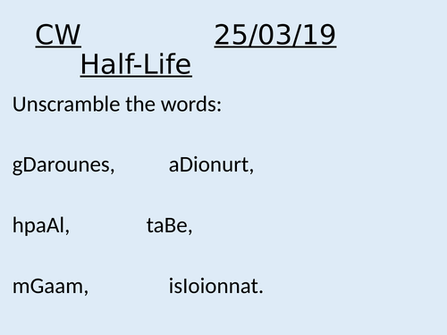 Half Life | Teaching Resources