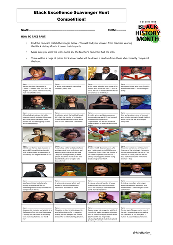 Black History Month British Leaders Scavenger Hunt Activity | Teaching ...