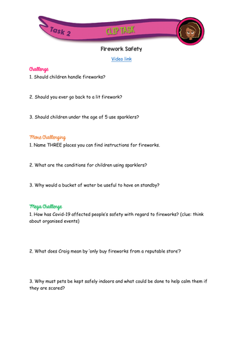 Bonfire + Fireworks Safety | Teaching Resources