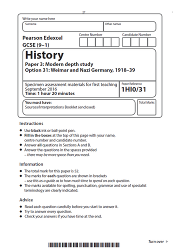 GCSE Weimar Germany REVISION - includes exam! | Teaching Resources