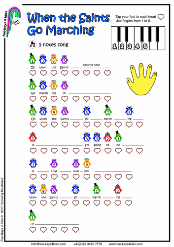Oh When The Saints - Easy Piano Score (Coloured Penguins) | Teaching ...