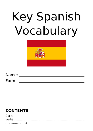 Spanish key vocabulary booklet | Teaching Resources