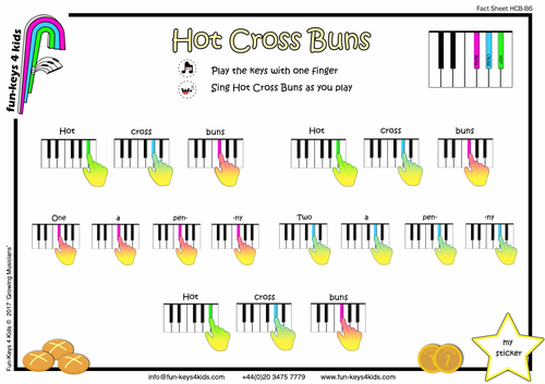 Hot Cross Buns - 3 Easy Piano Scores (Black Keys) | Teaching Resources