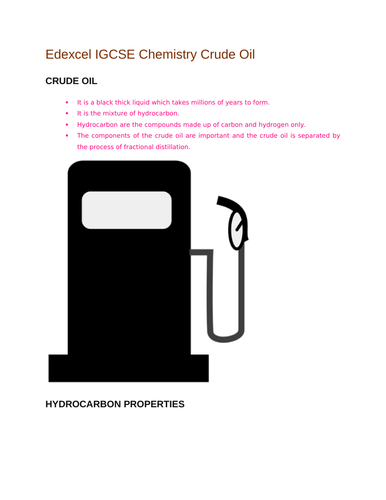 GCSE EDEXCEL Chemistry Crude Oil Complete Revision Summary | Teaching ...