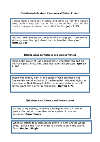 Lessons 1-5 Of the AQA GCSE Religion, Peace and Conflict SOW | Teaching ...