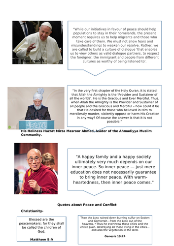 Lessons 6-12 of the AQA R.E GCSE Topic Religion, Peace and Conflict ...