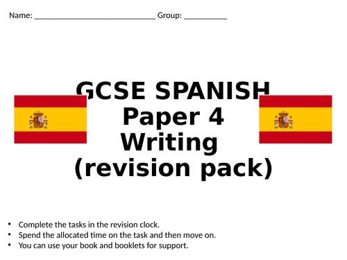GCSE Edexcel Spanish Writing revision PACK | Teaching Resources