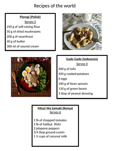 Recipes of the World - Ratio and Proportion | Teaching Resources