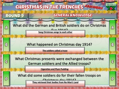Christmas History Quiz - WW1 | Teaching Resources