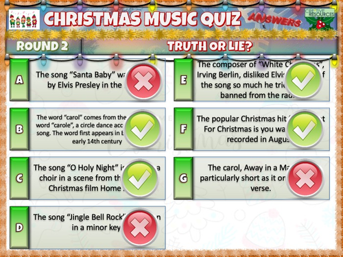 Christmas Music Quiz | Teaching Resources