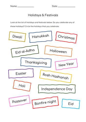 Holidays and Festivals | Teaching Resources