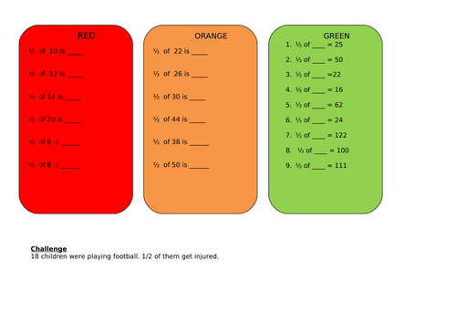 Finding Half of an Amount | Teaching Resources