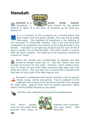 Unit 2 (Celebrations and festivals) Lesson 5: Hannukah | Teaching Resources