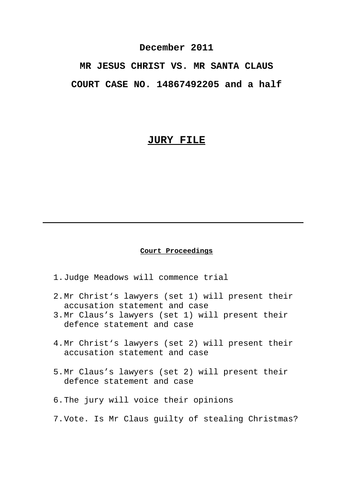 Unit 2 (Celebrations and festivals) Lesson 6: Christmas court-case ...