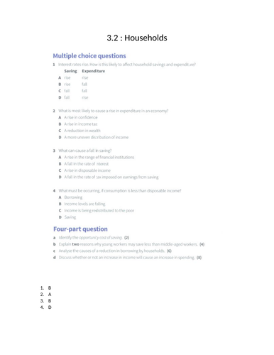 3.2 Households (IGCSE Microeconomics) | Teaching Resources