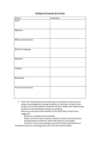 Writing to Persuade: Key Terms | Teaching Resources