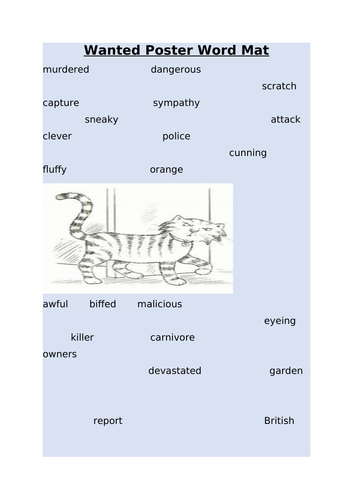 The Diary of a Killer Cat by Anne Fine -Writing a Wanted Poster ...