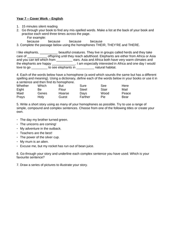 10X Year 7 Cover Lessons - English | Teaching Resources