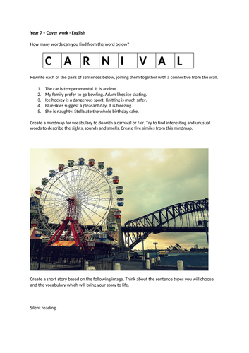 10X Year 7 Cover Lessons - English | Teaching Resources