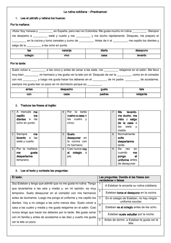 Spanish Daily Routine / La rutina diaria (6 Worksheets) GCSE | Teaching ...