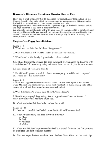 Guided Reading: Kensuke's Kingdom Chapter One | Teaching Resources