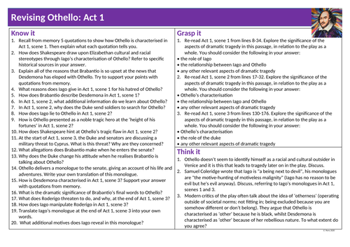 KS5 Othello Act 1 Revision | Teaching Resources