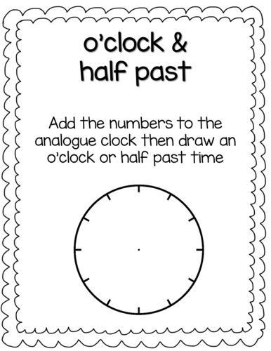 Telling the time workbook 2 - oclock half past quarter past quarter to ...