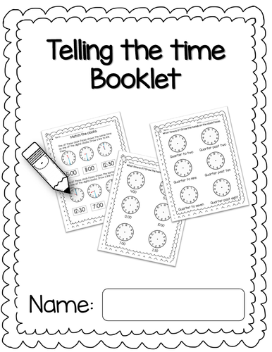 Telling the time workbook 2 - oclock half past quarter past quarter to ...